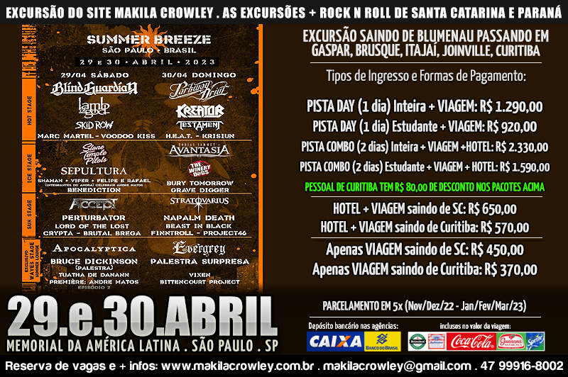 Makila Crowley - Excursões Oficiais de Santa Catarina e Paraná - , HELLFEST, WACKEN, 70000TONS ...
